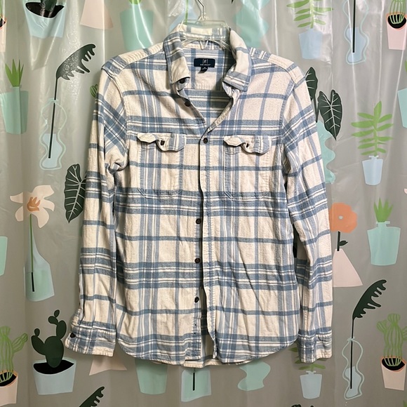 George | Shirts | Mens Light Blue Button Up Flannel Shirt W2 Pockets ...